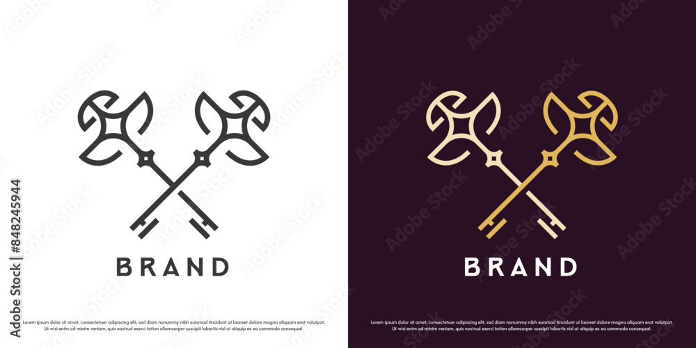 Minimal key logo design illustration. Simple linear line silhouette ...