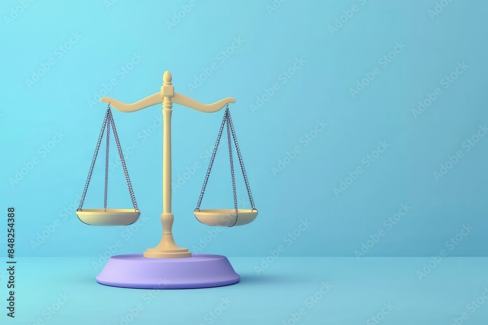 A vibrant 3D illustration of a saturated beige balance scale casting a ...