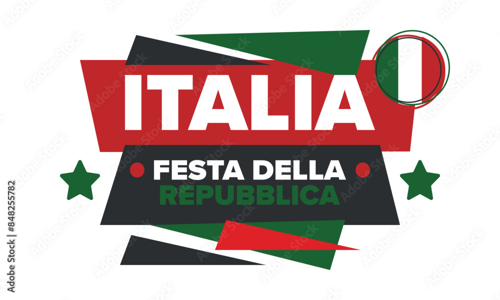 Italia. Festa della Repubblica Italiana. Text in italian: Italian ...