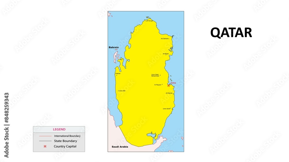 Qatar Map. Major city in North Korea. Political map of Qatar with ...