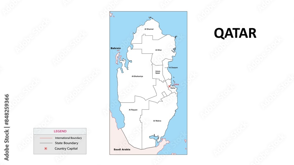 Qatar Map. State map of North Korea. Administrative map of Qatar with ...