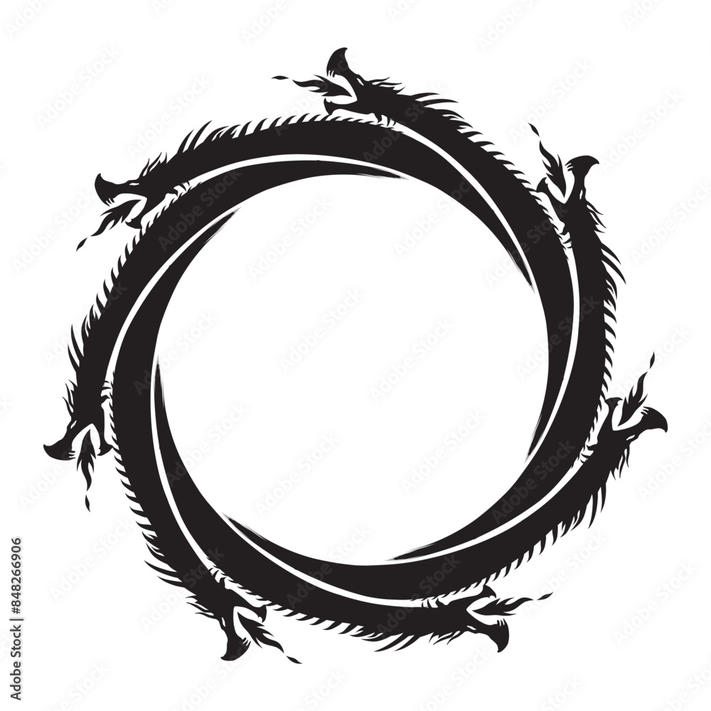 Symmetrical design of dragons forming a circle, representing infinity ...