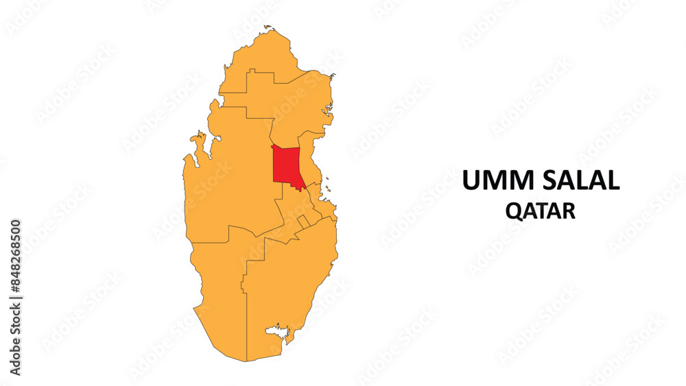 Umm Salal Map in Qatar. Vector Map of Qatar. Regions map of Qatar ...