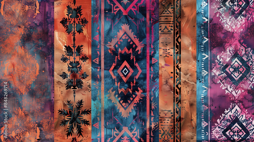 Ethnic water batik patterns in the boho style are a combination of ...