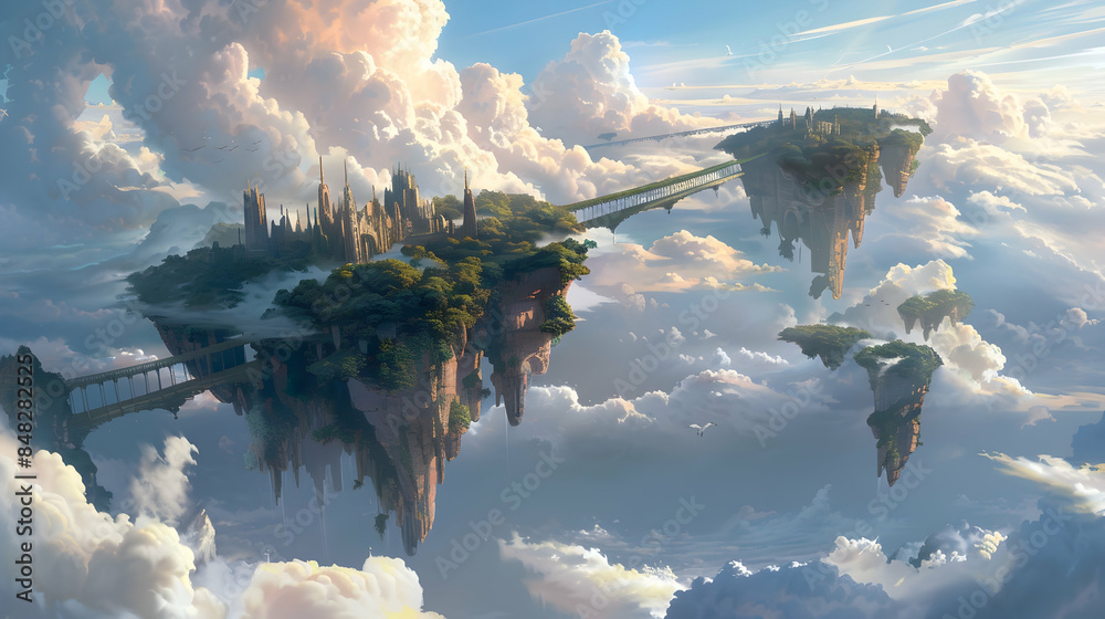 Amongst clouds that drift lazily across the sky, bridges of light ...