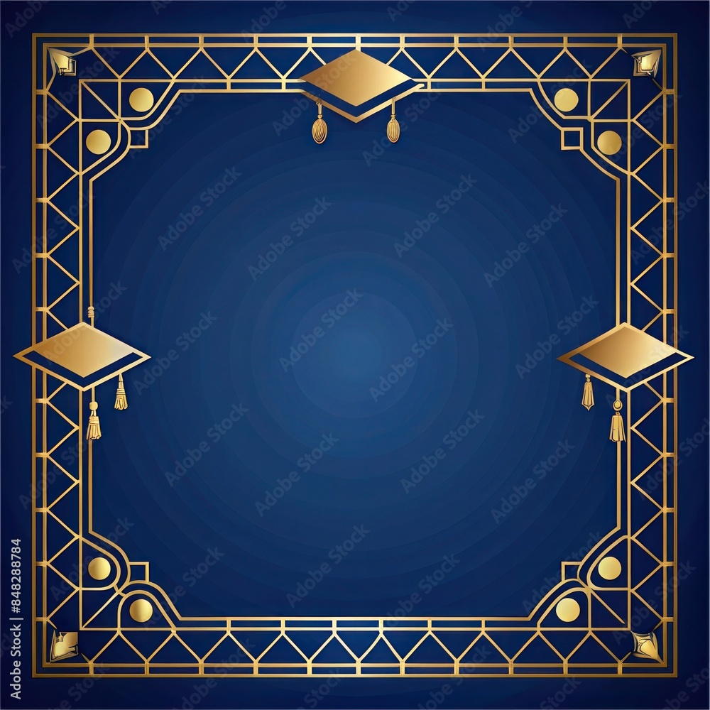 elegant blue background with golden ornamental frame, elegant modern ...