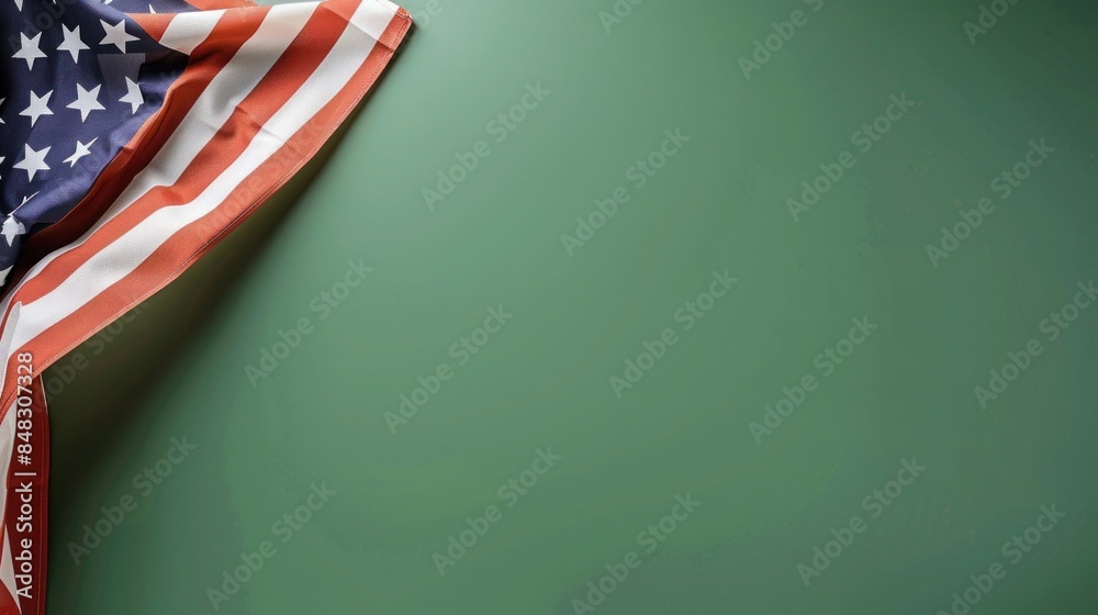 plain jade green background with a USA flag theme in the corner and ...