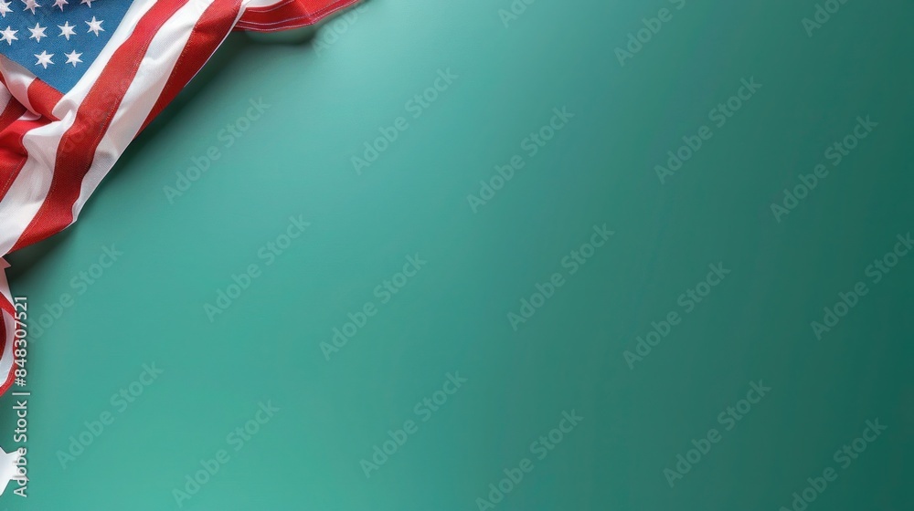 plain jade green background with a USA flag theme in the corner and ...
