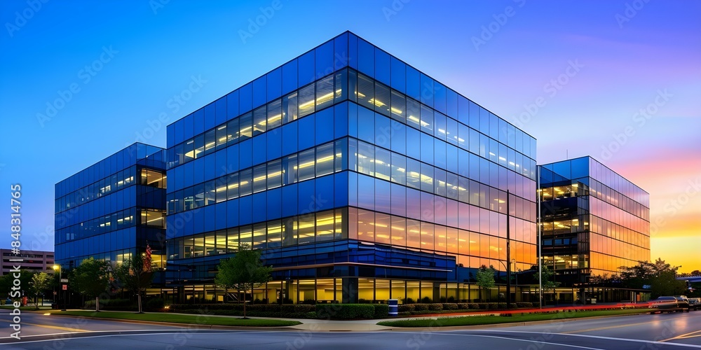 A Three-Story Commercial Building with Separate Glass Boxes at a Road ...