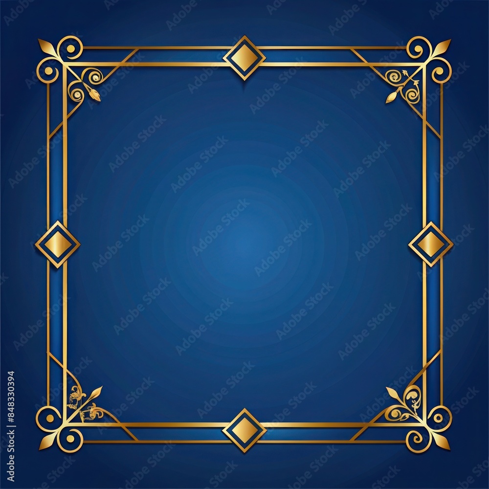 modern sleek blue and gold border frame vector for graduation ...