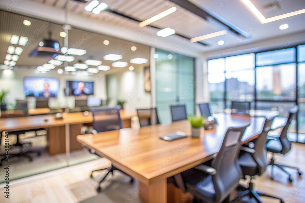 Blurred interior of an office, perfect zoom background, workplace ...