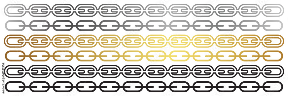 Cartoon metal different chain borders and frames. Chain pattern brush ...