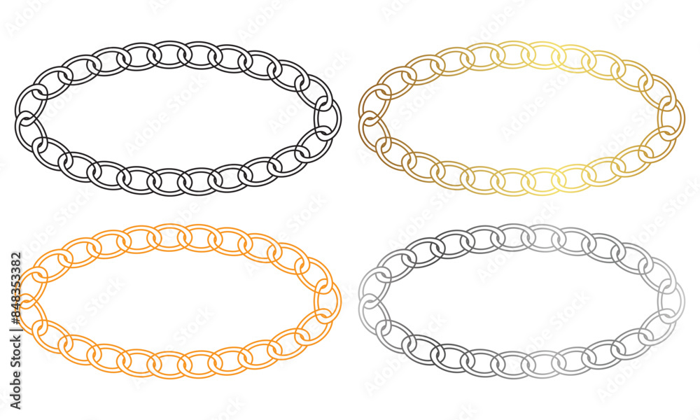 Cartoon metal different chain borders and frames. Chain pattern brush ...