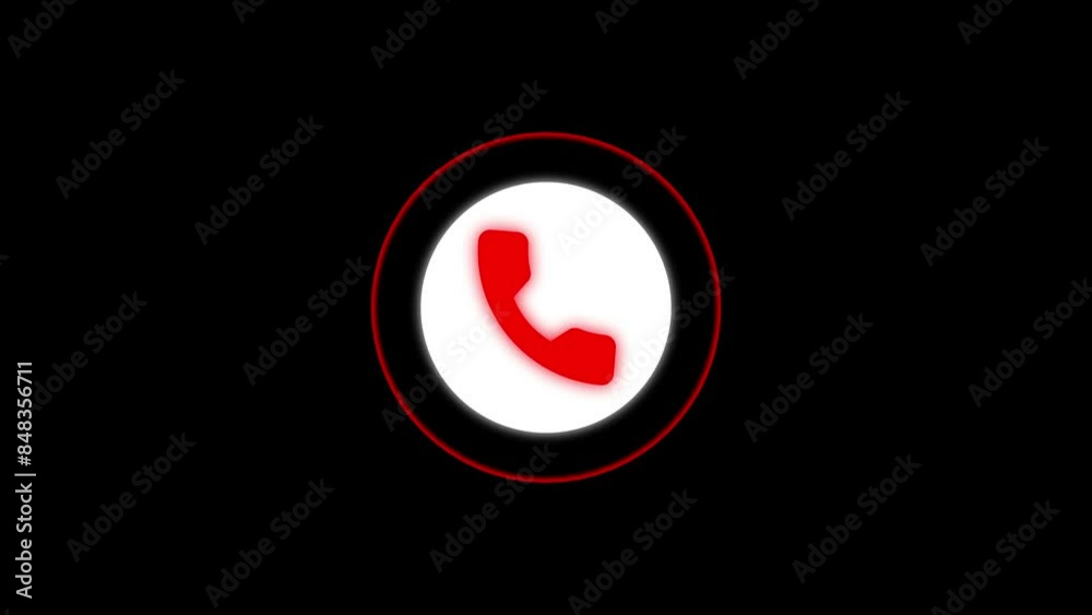 Incoming call phone icon you receive the message animated on black ...
