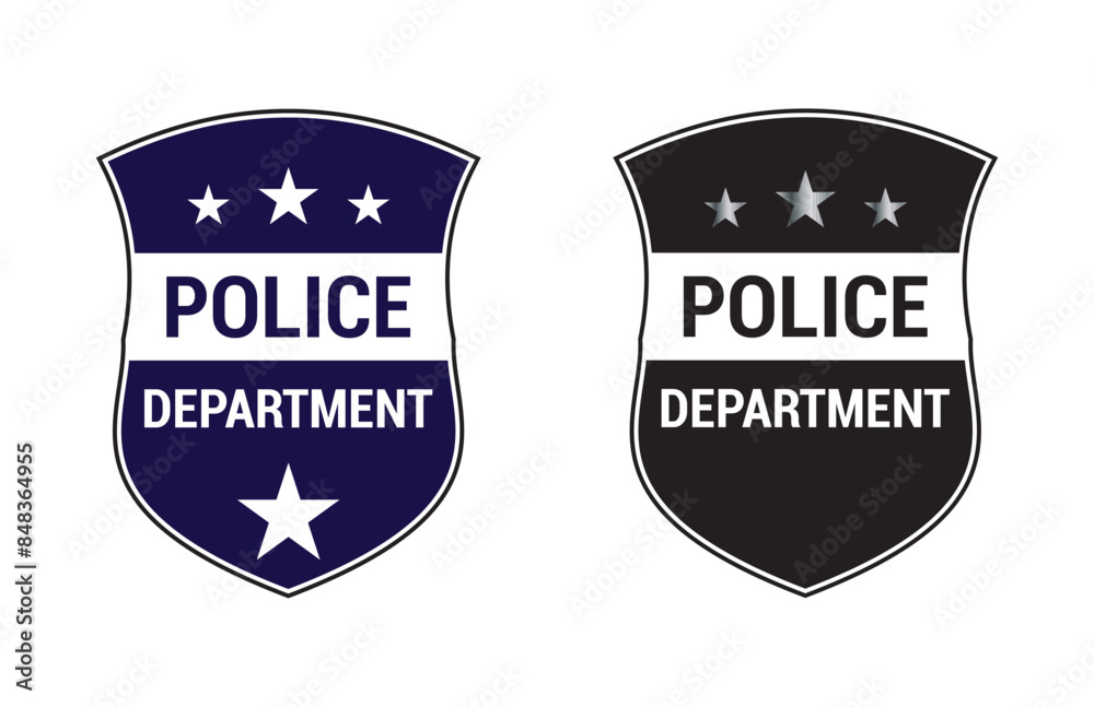 Police badges. Security officer and federal department signs, state ...