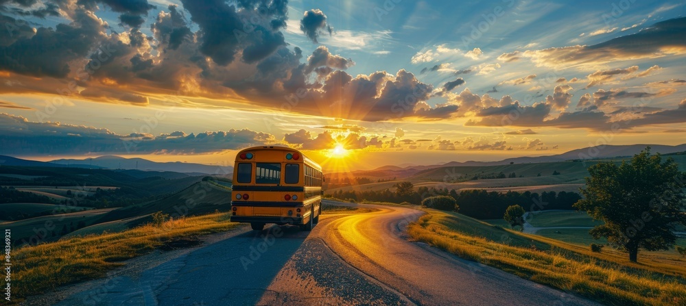 Scenic School Bus Journey at Sunrise - Symbolizing a Fresh Start to the ...