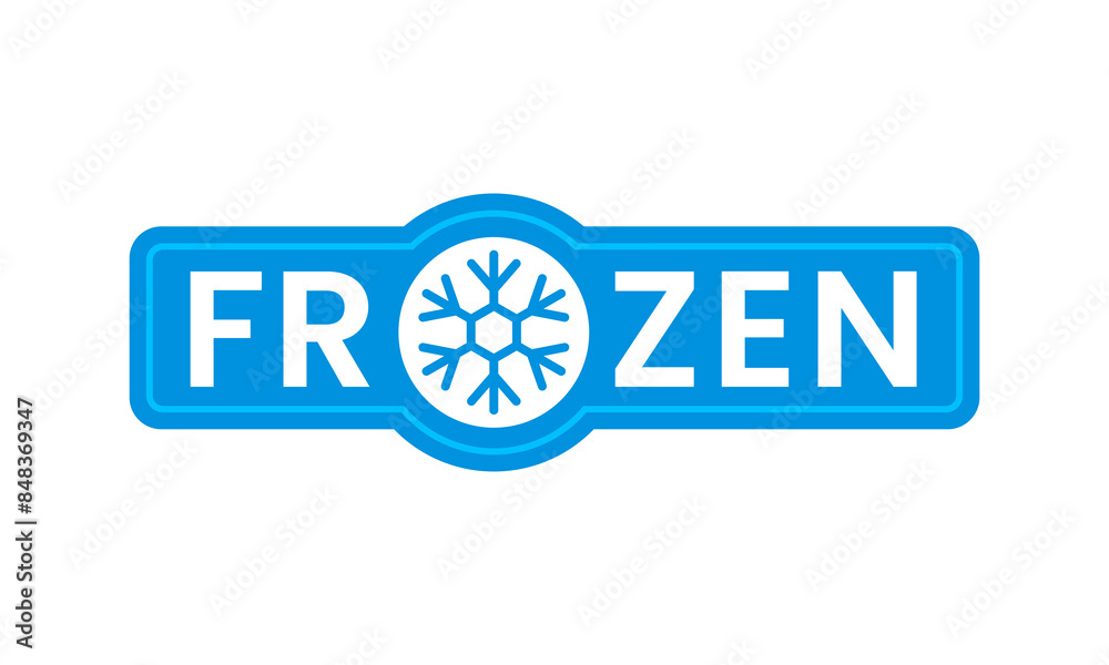 Vetor de Blue frozen cold product icon, ice crystal label for fresh ...