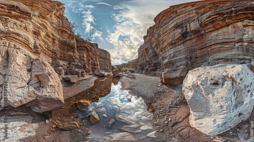 360 degree view of a canyon in HDRI equirectangular projection, canyon ...