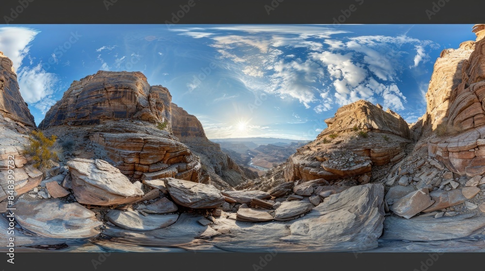 Foto de 360 degree view of a canyon in HDRI equirectangular projection ...