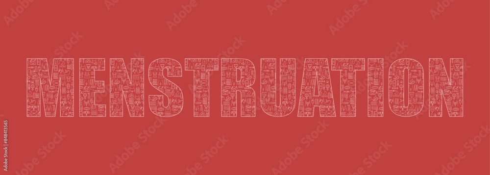 Original inscription "menstruation" consisting with icons of feminine ...