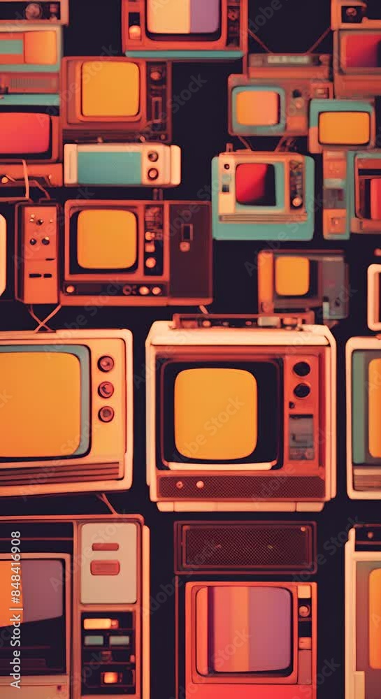 Vintage television screens flickering Close Up Footage of a Retro TV ...