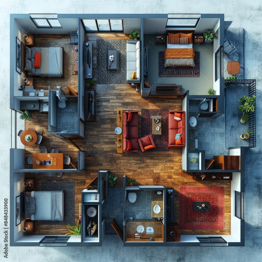 modern house plan, top view , vector, svg, flat, minimalistic animation ...