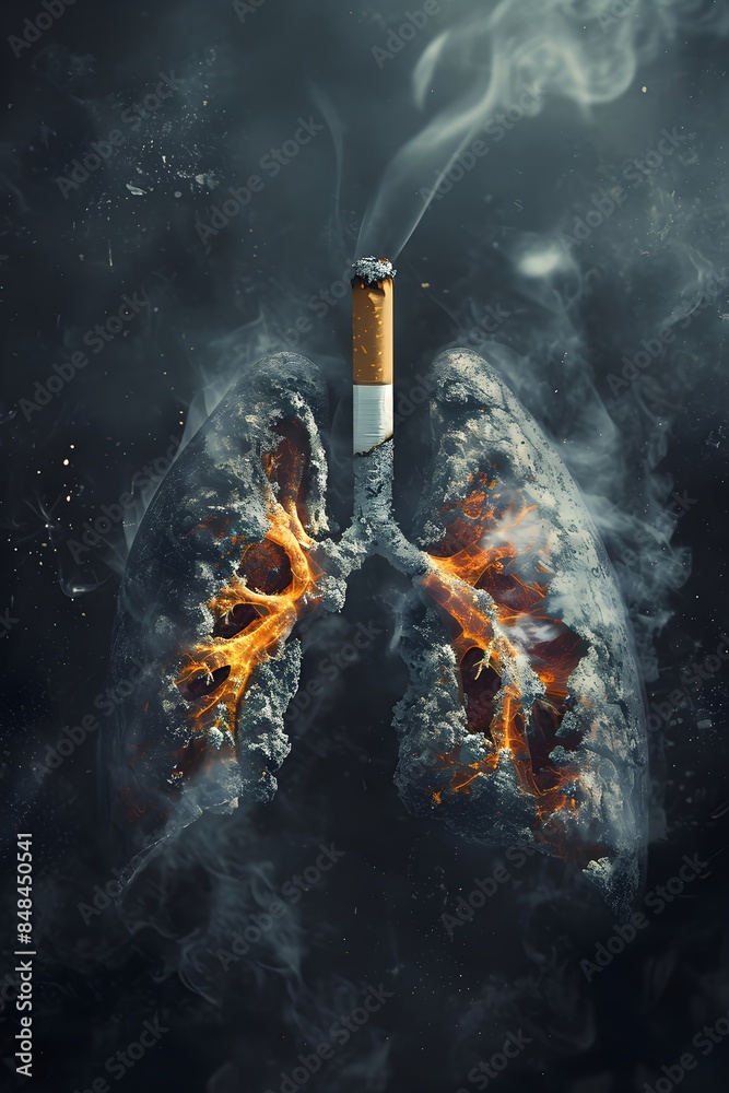 Smoking effect on human lungs. Concept of no smoking and World No ...