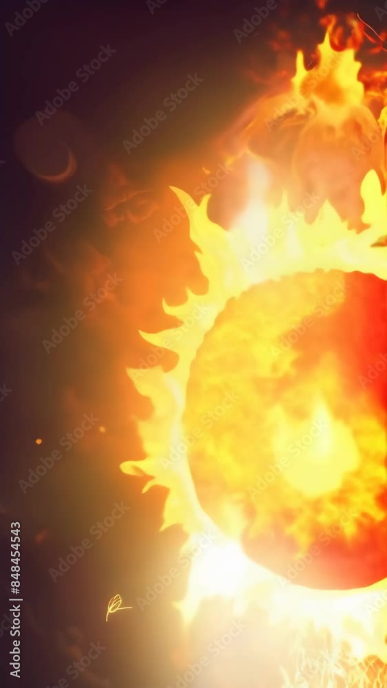 Artistic illustration of a vibrant sun with dynamic solar flares ...