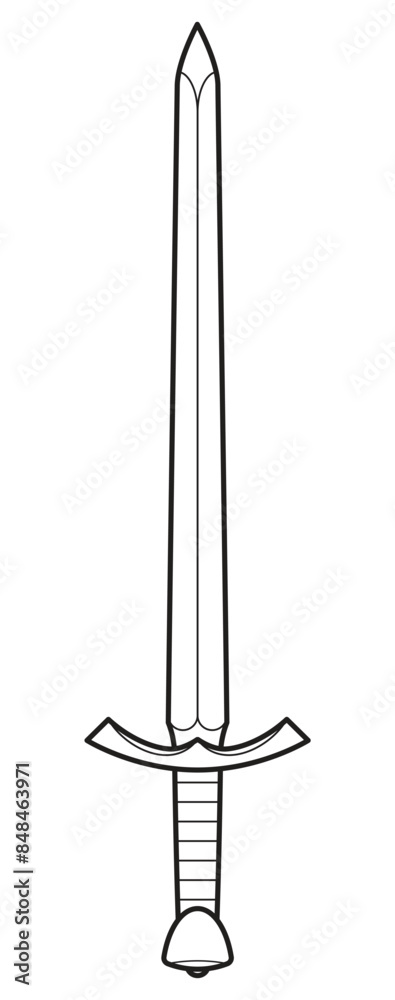 classic medieval european sword broadsword line drawing transparent ...