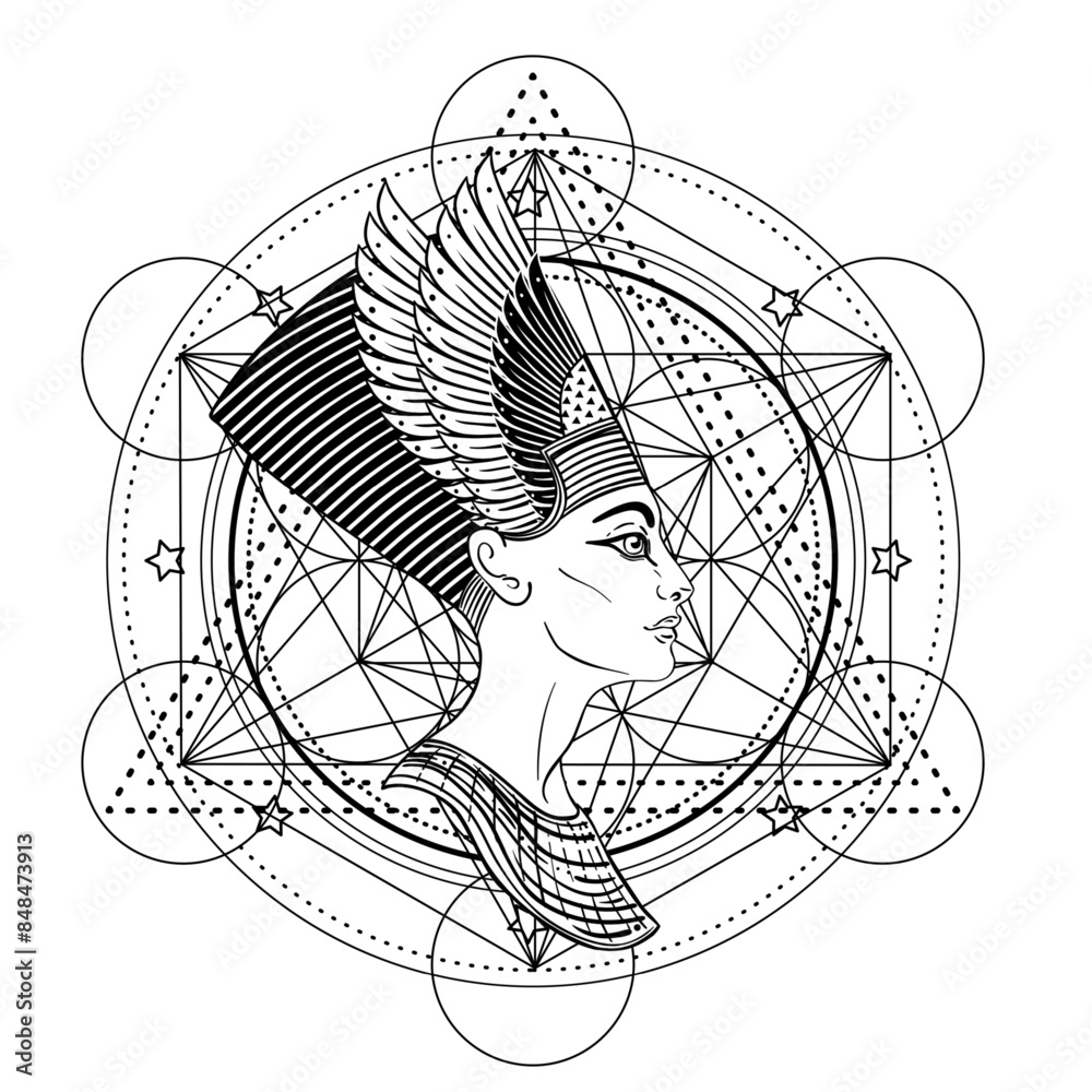 Sacred geometry with egypt symbol. Wings and all seeing eye. Alchemy ...