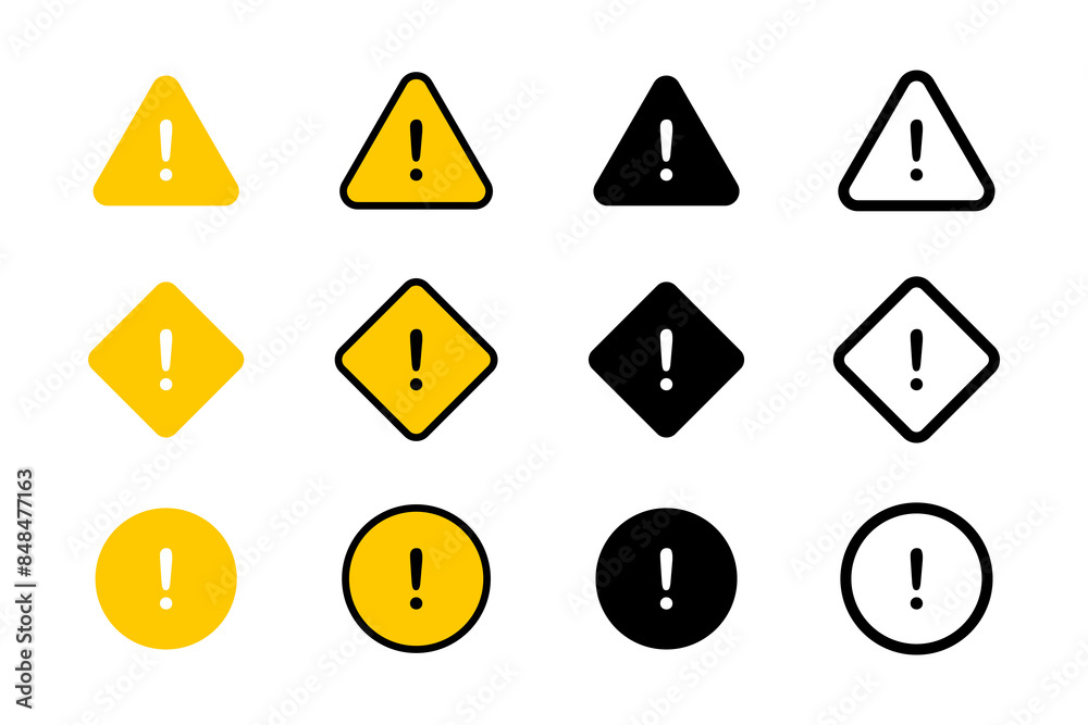 Caution warning signs set. Road signs with exclamation marks. Caution ...