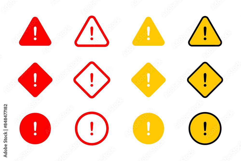 Caution warning signs set. Road signs with exclamation marks. Caution ...