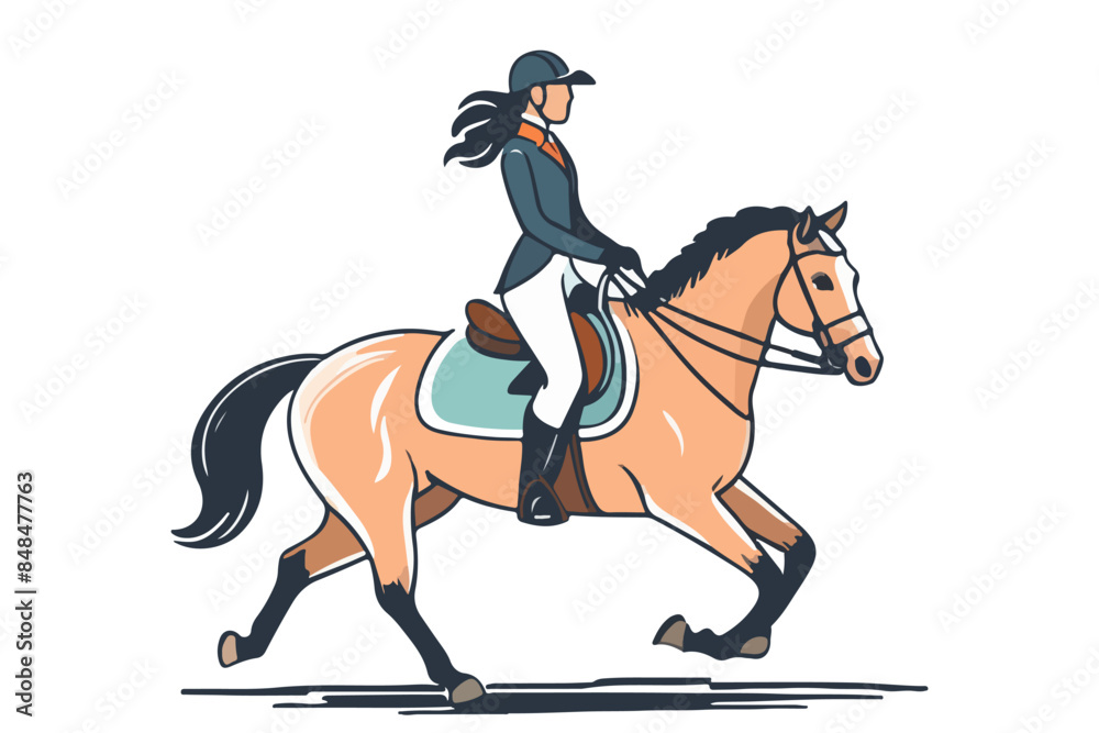 Person riding horse. Equestrian sport. Training horseback ride ...