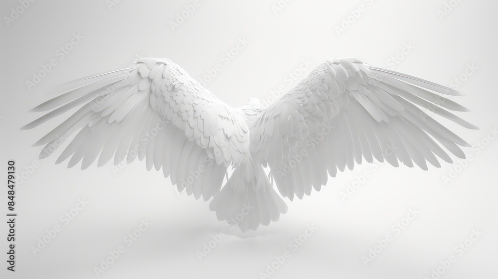 wings background white 3d illustration rendered angel fantasy wing ...