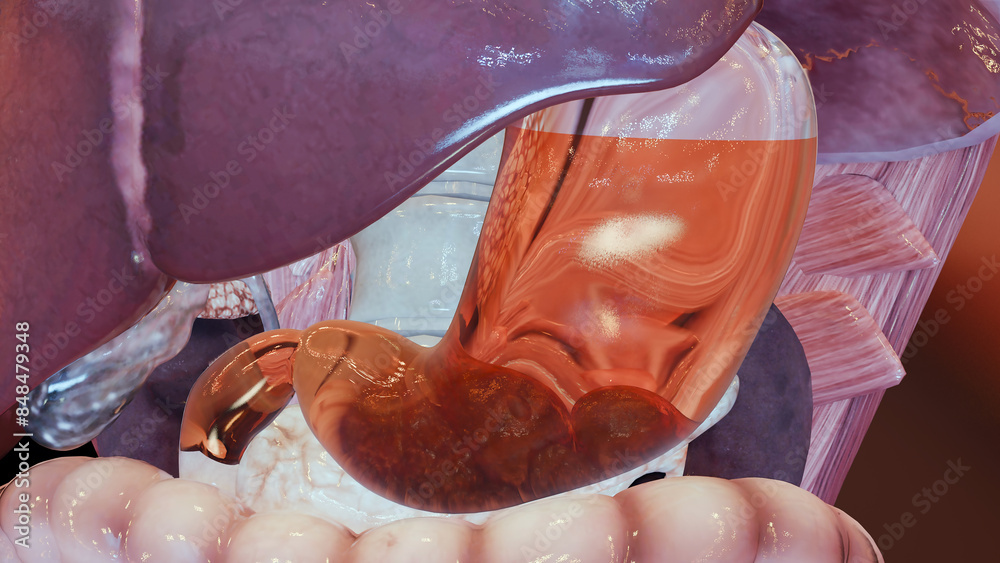 Human Stomach Anatomy Digestion, esophagus abdomen gastric with acid ...