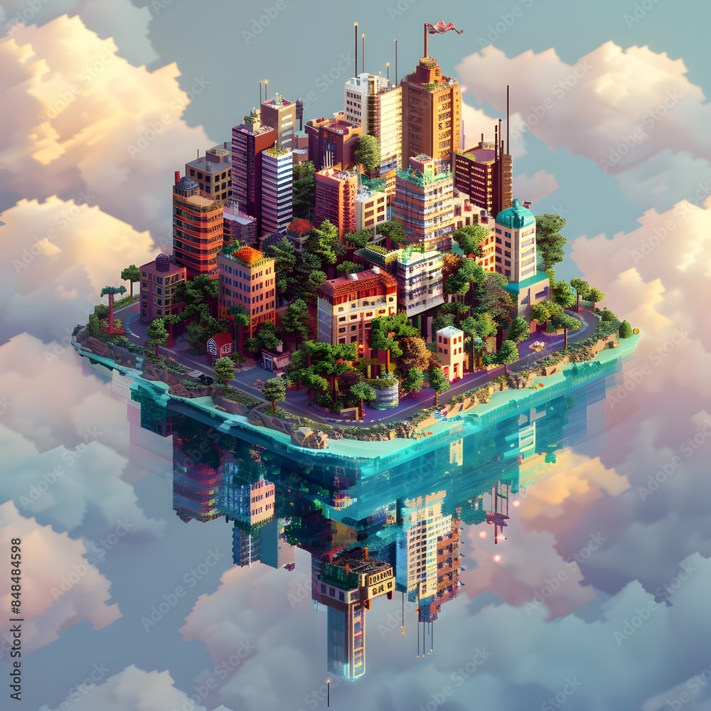 Envision a board game suspended in an endless void, a masterpiece of ...