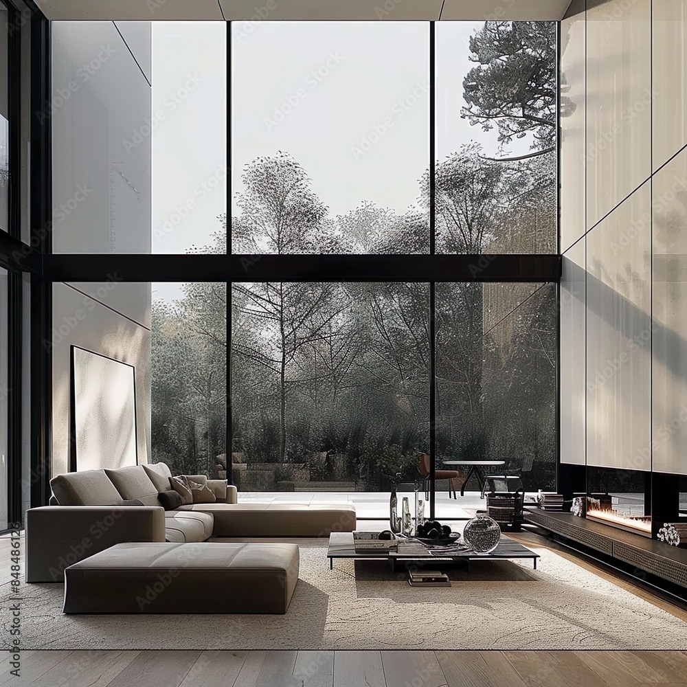 Contemporary Living room with an open Layout. New design of modern ...