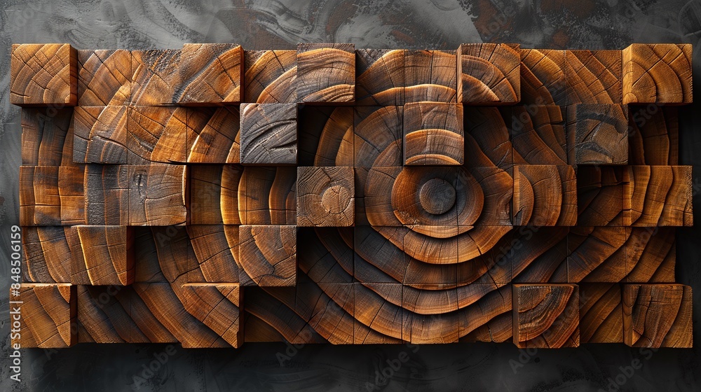 Artistic wooden block pattern, rustic wood texture, abstract timber ...