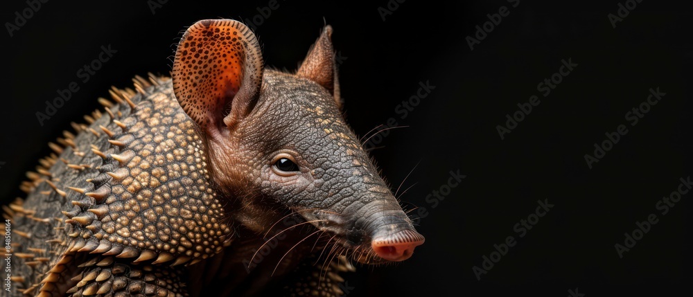 Armadillo mammal known for its armored shell and burrowing habits ...