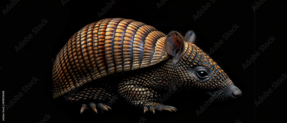 Armadillo mammal known for its armored shell and burrowing habits ...