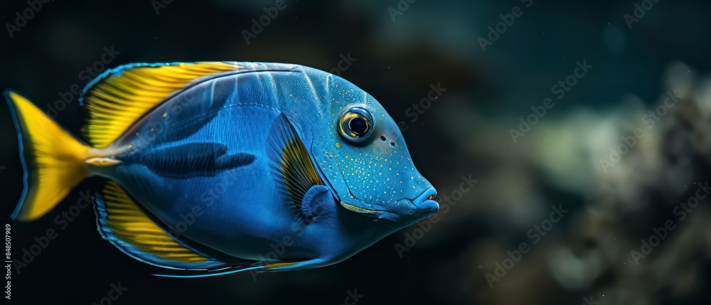 Blue Tang colorful marine fish known for its vibrant blue coloration ...