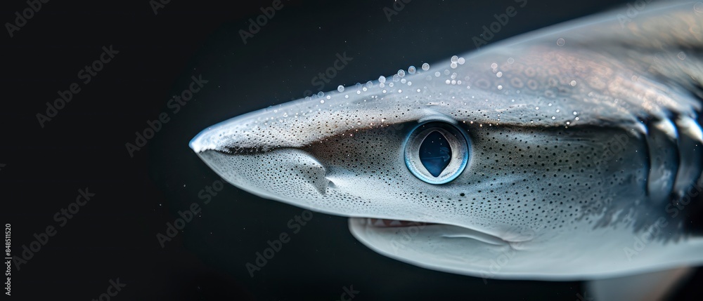 Shark apex predator with cartilaginous skeleton, sharp teeth, vital for ...