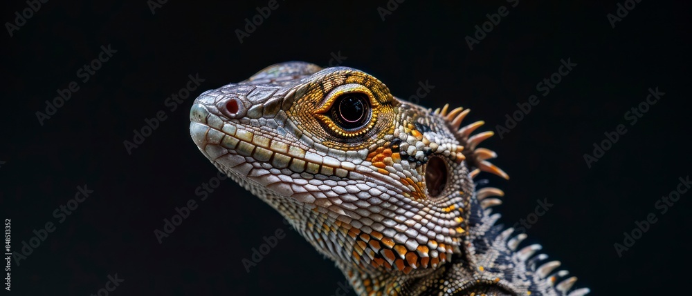 lizard, resembling a mythical dragon with its green scales and agile ...