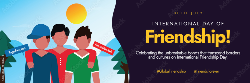 International friendship day celebration cover banner, social media ...
