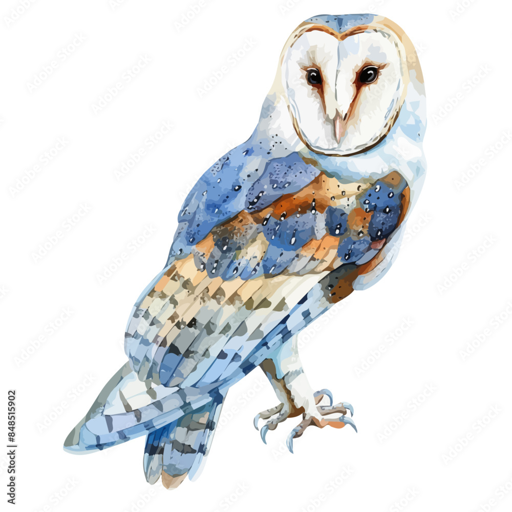 Watercolor vector of a owl bird, isolated on a white background, design ...