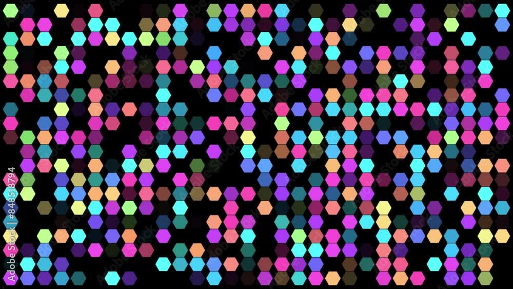 Simple 2D animation of colourful hexagon pattern, video template, 4K ...