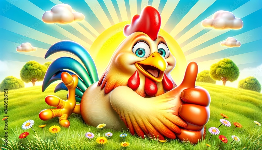 cartoon image of a chicken down happy Stock Photo | Adobe Stock