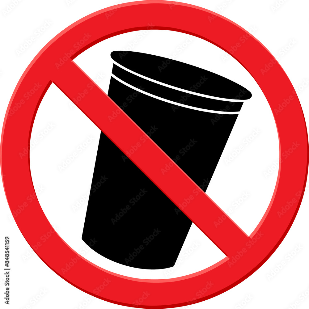 no single use plastic cups red prohibition sign, say no to plastic ...