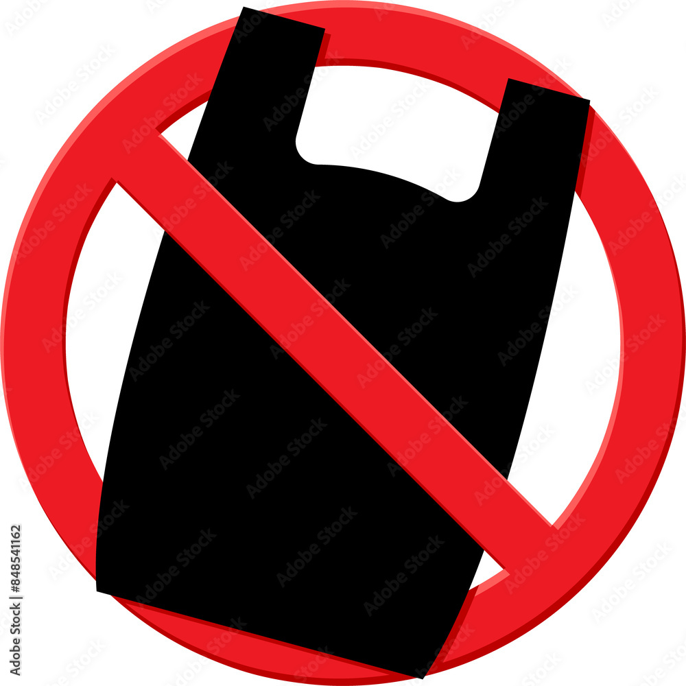 no single use plastic bags red prohibition sign, say no to plastic ...