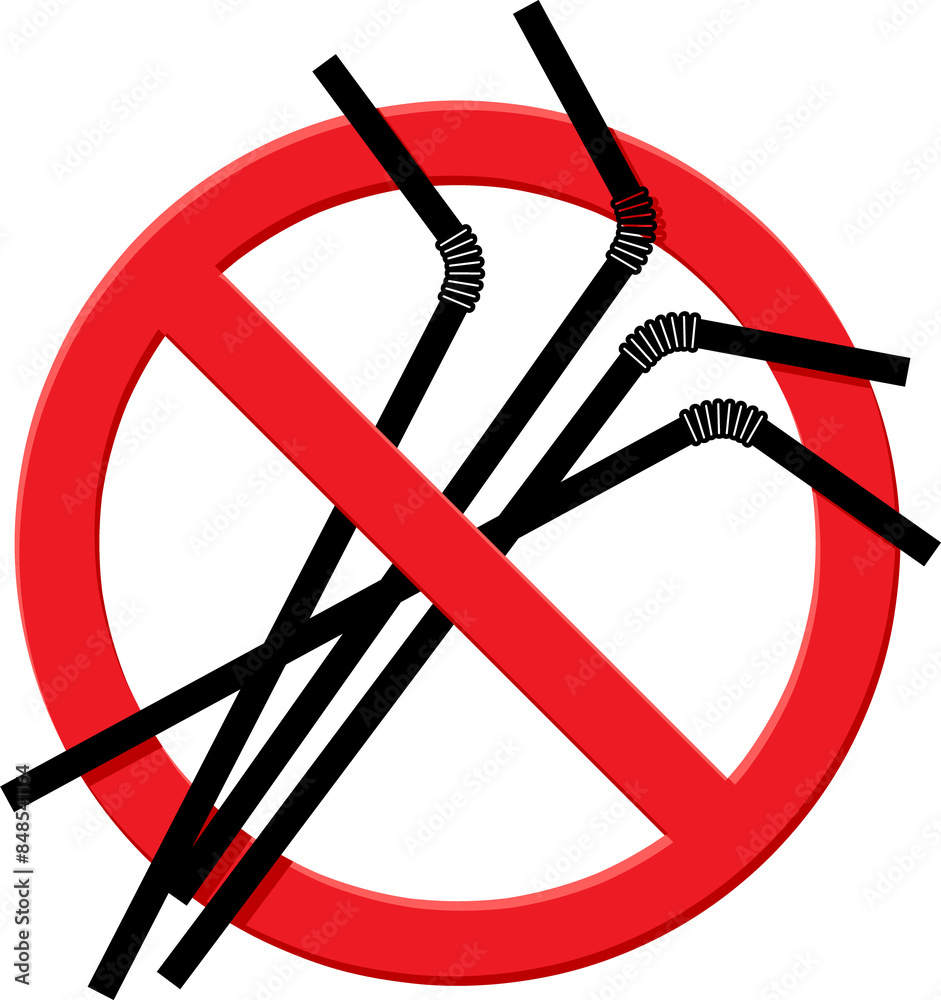 no plastic straws red prohibition sign, say no to plastic pollution ...